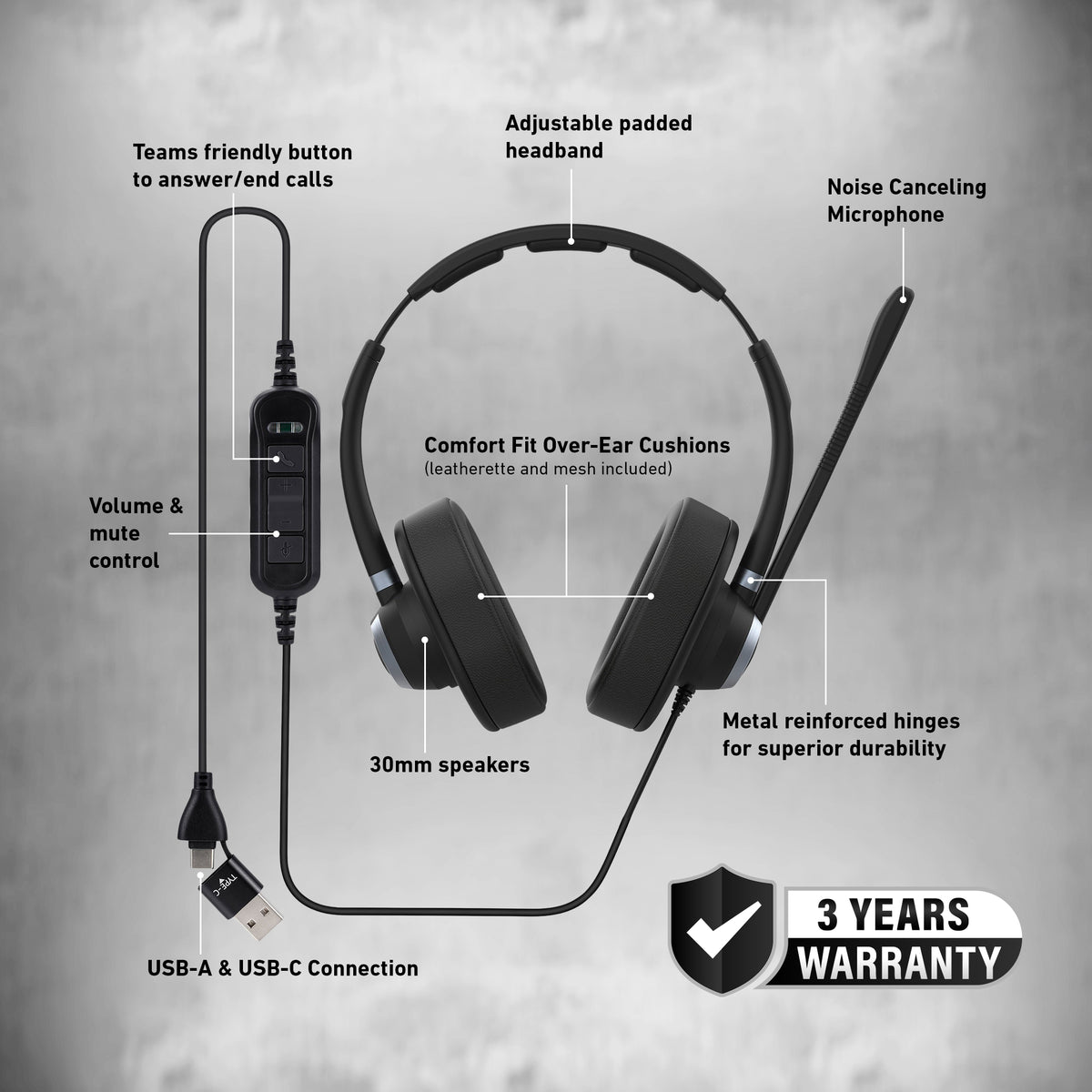 Poly Blackwire 3320 Wired Headset: Comfort & Professional Sound