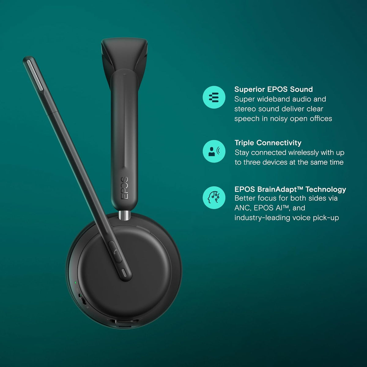 EPOS Impact 1000 Dual Speaker Noise Canceling Headset With HD Micropho